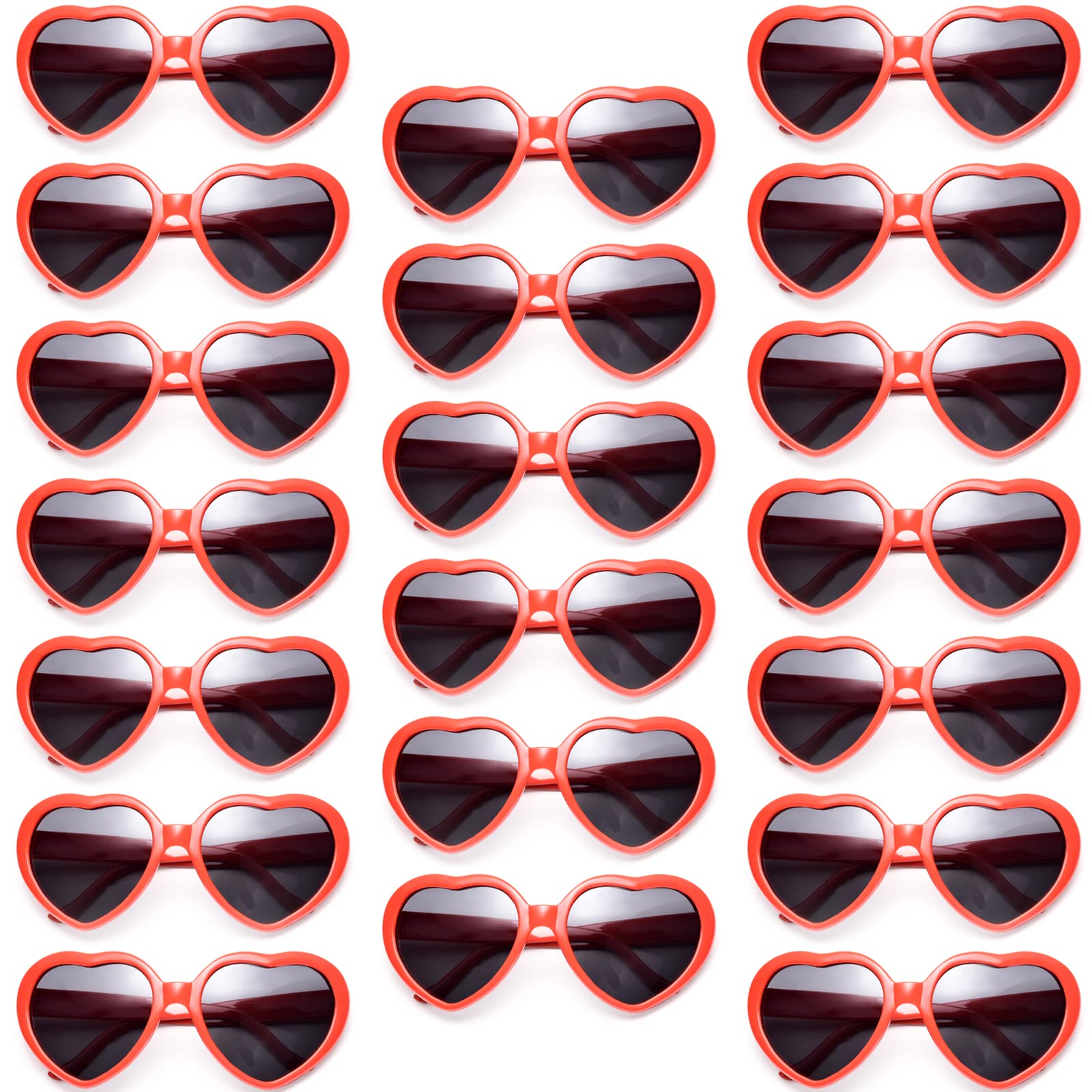 Pibupibu 20 Pack Red Heart Sunglasses for Women, Fun Cute Heart Shaped Sunglasses Bachelorette Party Bulk