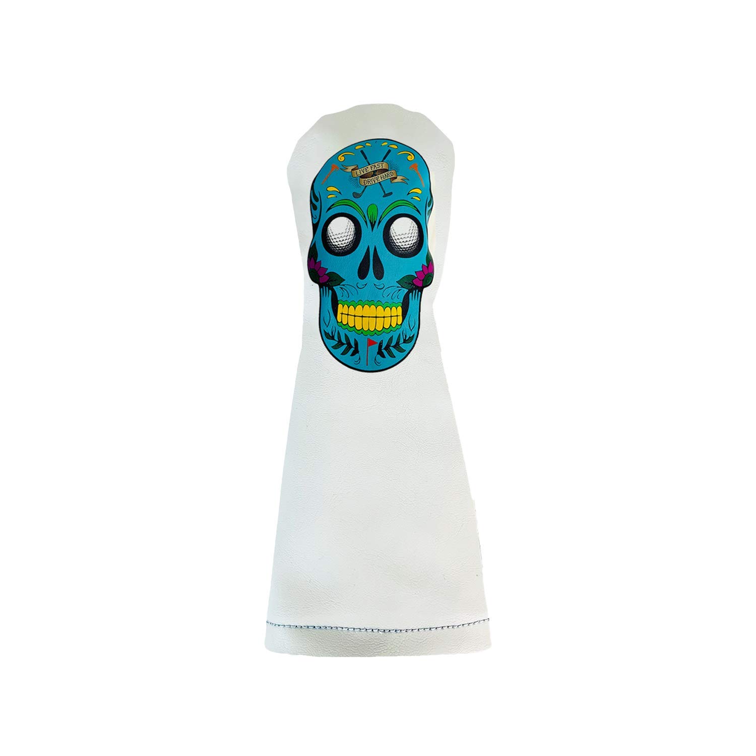 Sugar Skull Golfer Sunfish Leather Golf Club Headcover Set Driver, Fairway, Hybrid