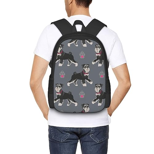 TuoniLaoShi Cute Dog Of Schnauzer Animal Pattern Backpack,Large Capacity Travel Backpack,Laptop Backpack,Water Resistant backpack for Women Men