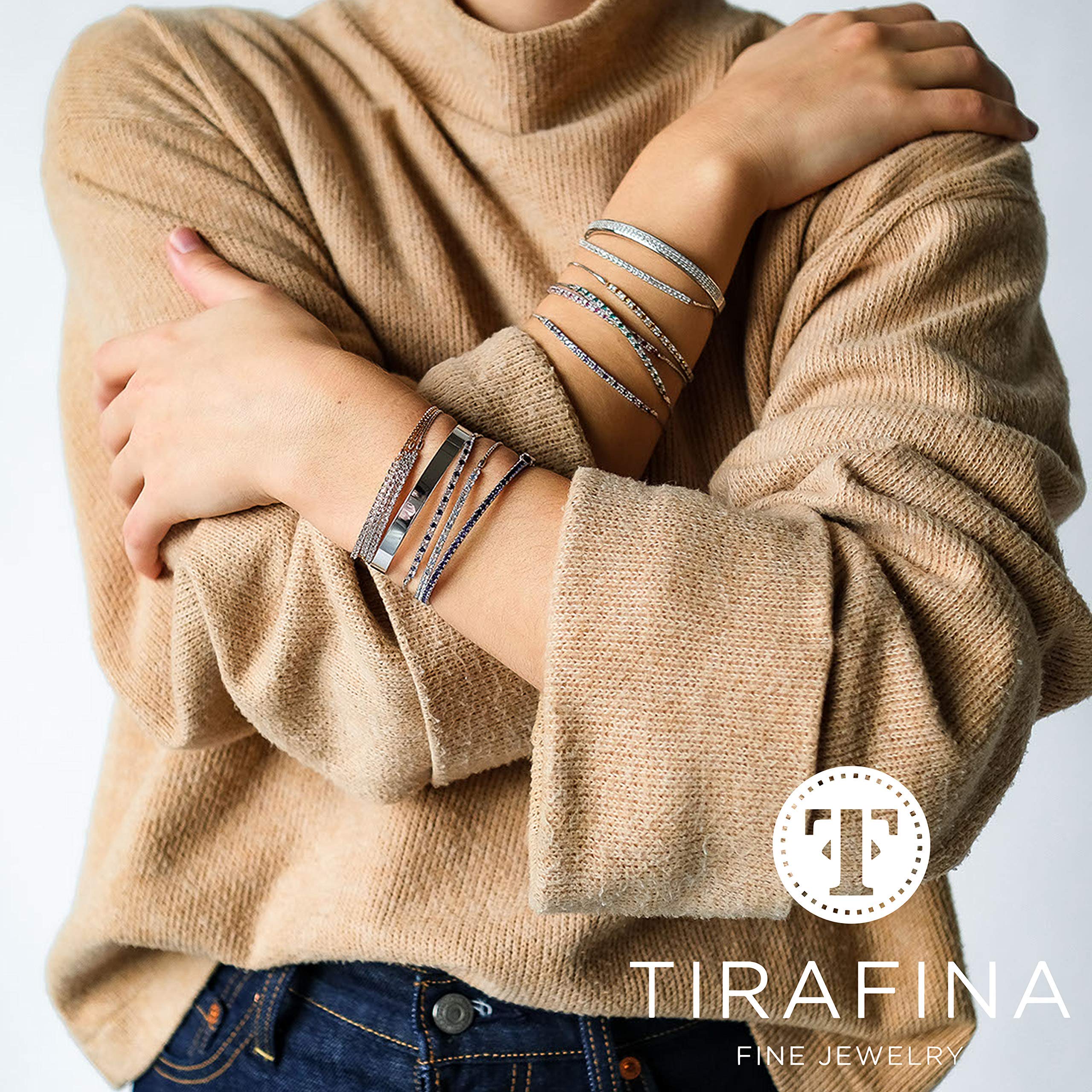 Tirafina Stacking Created Sapphire Bangle Sterling Silver With Double Saftey Lock Clasp