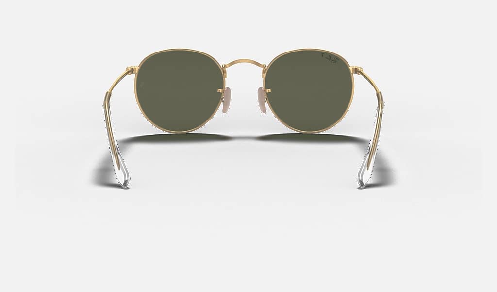 Ray-Ban RB3447 ROUND METAL 112/58 50M Matte Gold/Green Polarized Sunglasses For Men For Women + BUNDLE with Designer iWear Eyewear Kit
