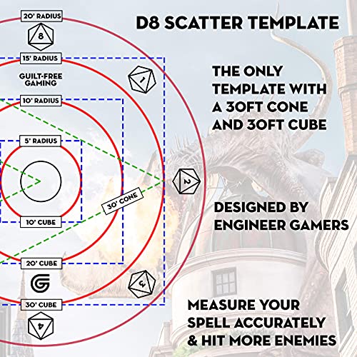 Spell Effect Templates for D&D | Maximize The Effects of Your Spells - Featuring a 30' Cone & 30' Cube, Random Direction Generator, for Use with DND, 5E Pathfinder by Guilt-Free Gaming