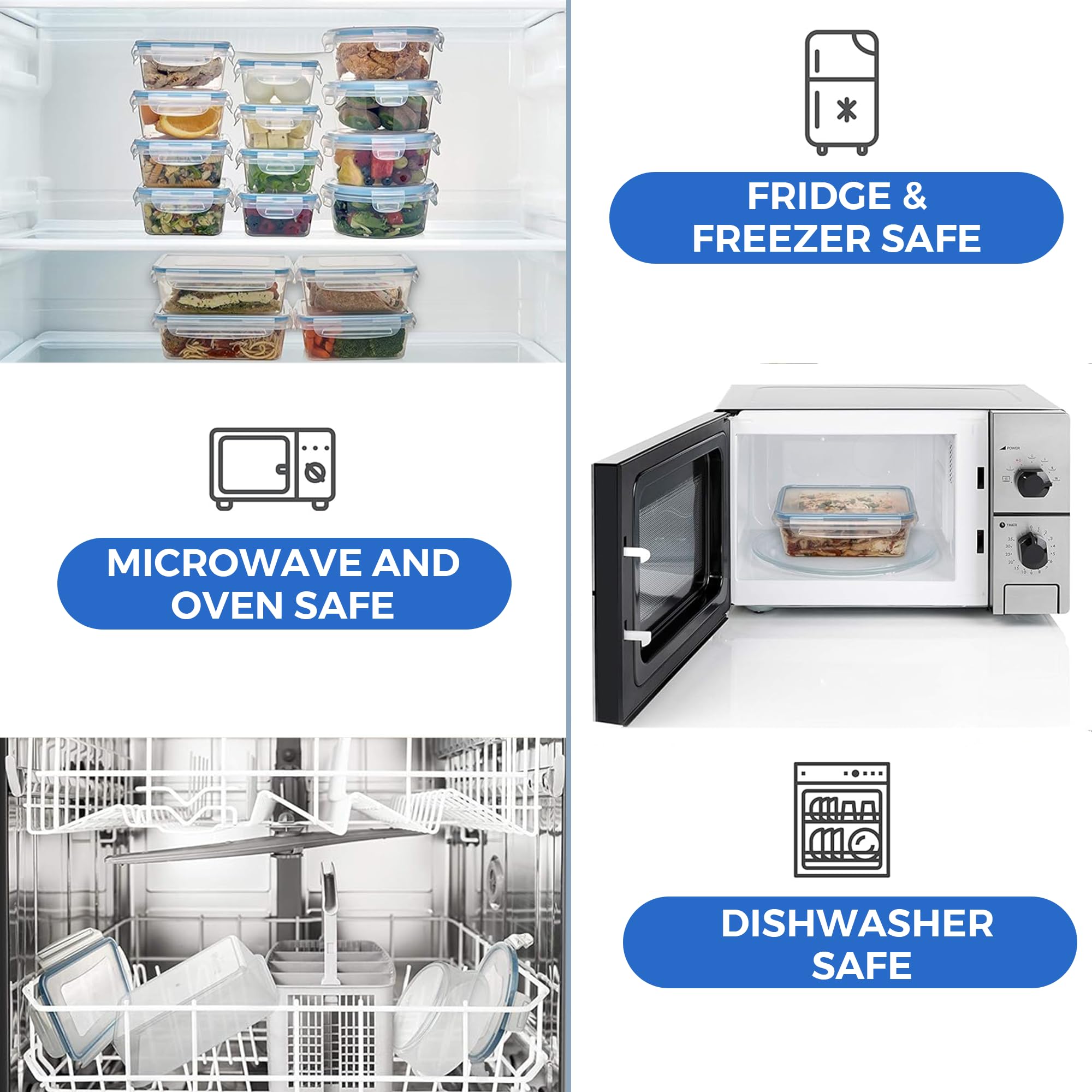 Shazo 36 pc Food Storage Containers with Lid, Plastic Food Containers for Kitchen Organization Airtight Leak Proof Meal Prep Easy Snap Lock Lunch Box - BPA Free Food Prep Storage Container