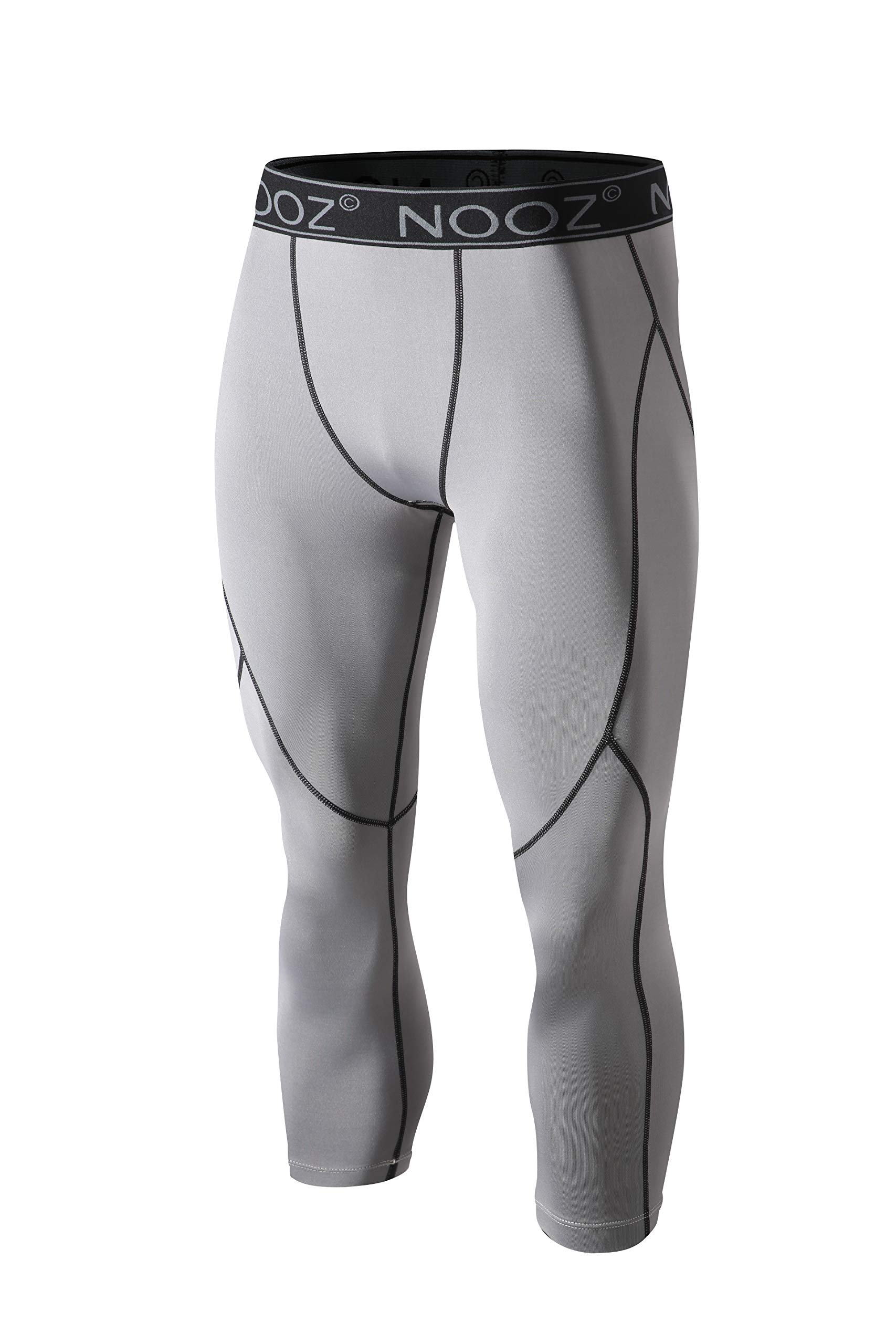 NOOZ Men's Cool Dry Compression Ankle Length Capri Shorts Baselayer Legging Shorts Tights - (Capri) Dark Gray, Medium