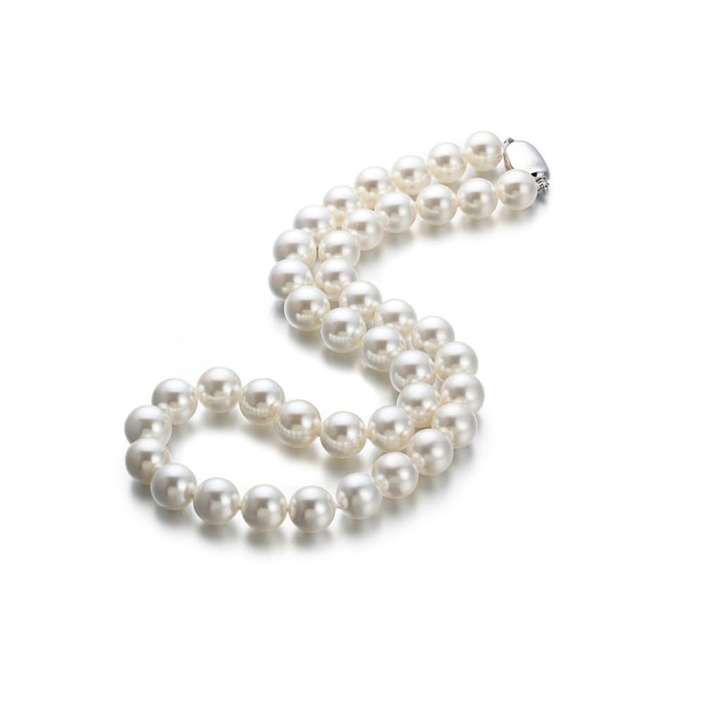 Pearl necklace for women, 8MM Round freshwater pearl choker necklace, 17inch (Cream)
