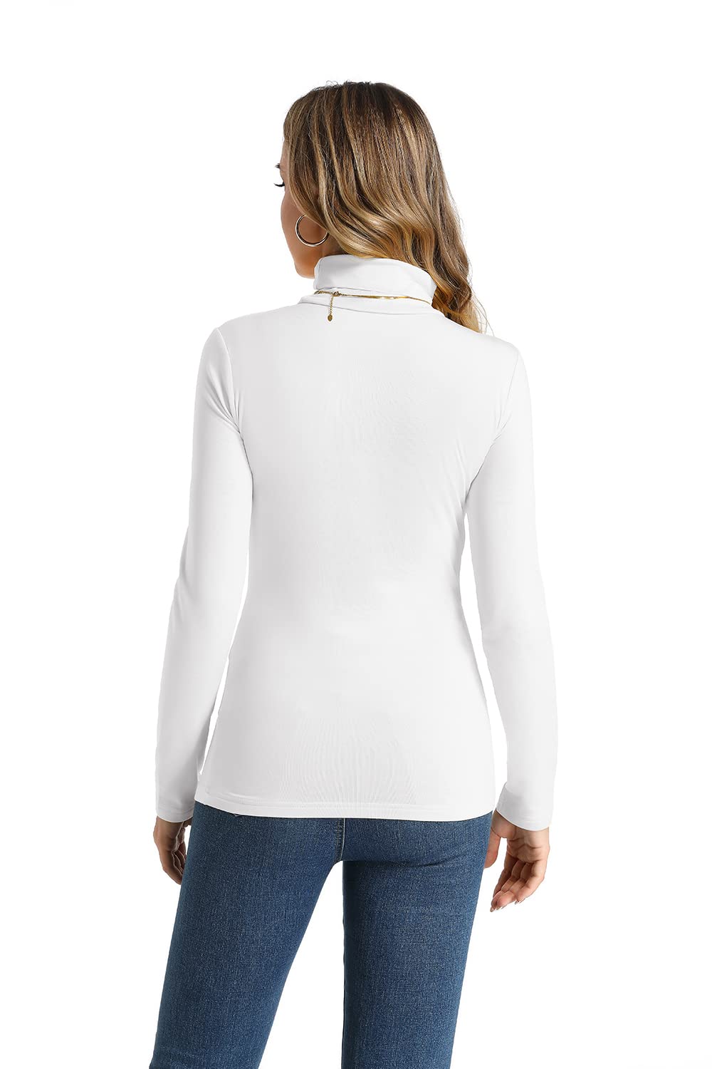White Turtleneck Women Long Sleeve White Shirt Women Mock Turtleneck Top Underscrub Long Sleeve Women Medium