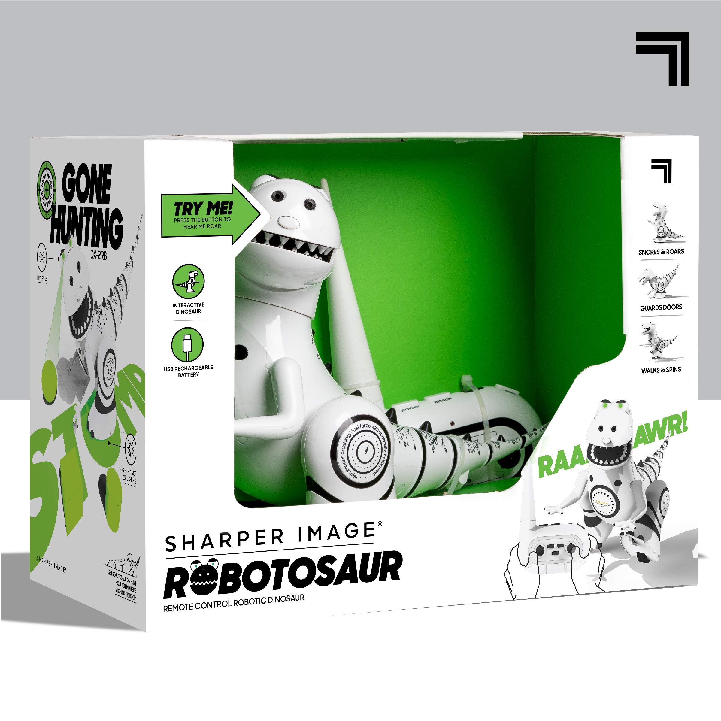 Sharper Image Interactive RC Robotosaur Dinosaur with Built-in Mood Sensors and Color-Changing LED Eyes