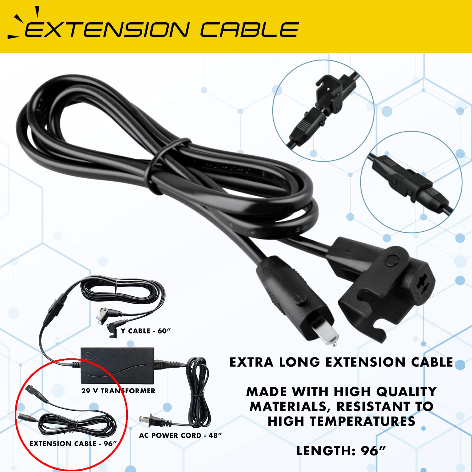 Universal Dual Power Supply Transformer Kit for Electric Reclining Furniture Power Recliner, Lift Chairs, Sofa or Sectionals - 29V 2A AC Power Cord Cable, Extension Cable and Y Cable (Not a Battery)
