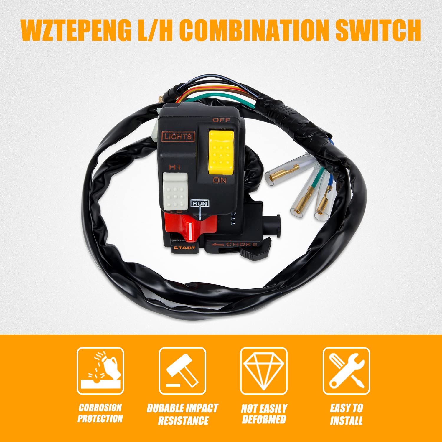 Wztepeng 35020-HC4-004 L/H Combination Switch Start Light Kill Switch Start Choke Switch Compatible with 1988-1995 Honda FOURTRAX 300 ATV TRX300/TRX300FW