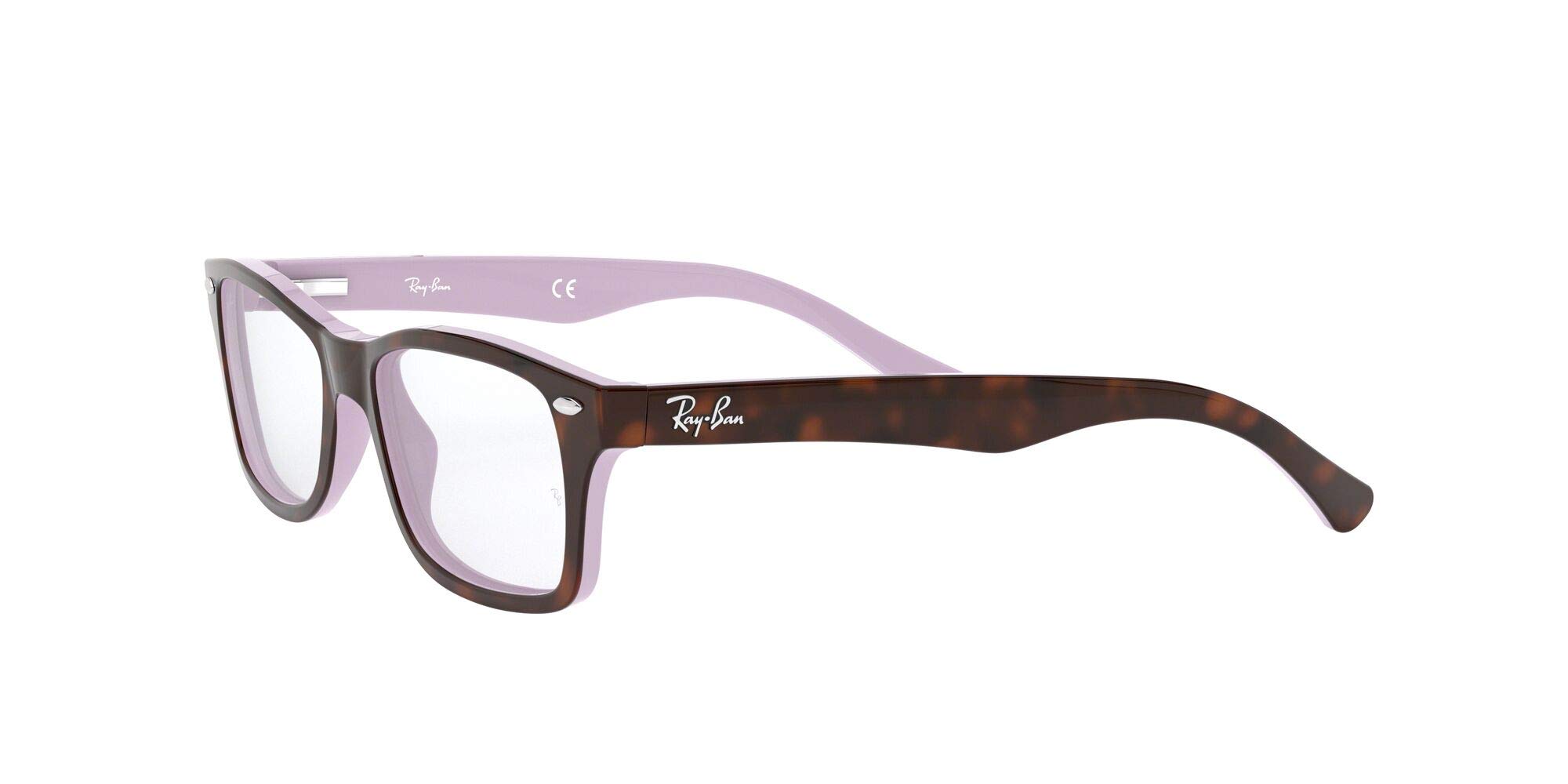 Ray-Ban Junior Kids' Ry1531 Square Prescription Eyeglass Frames, Havana on Violet/Demo Lens, 48 mm