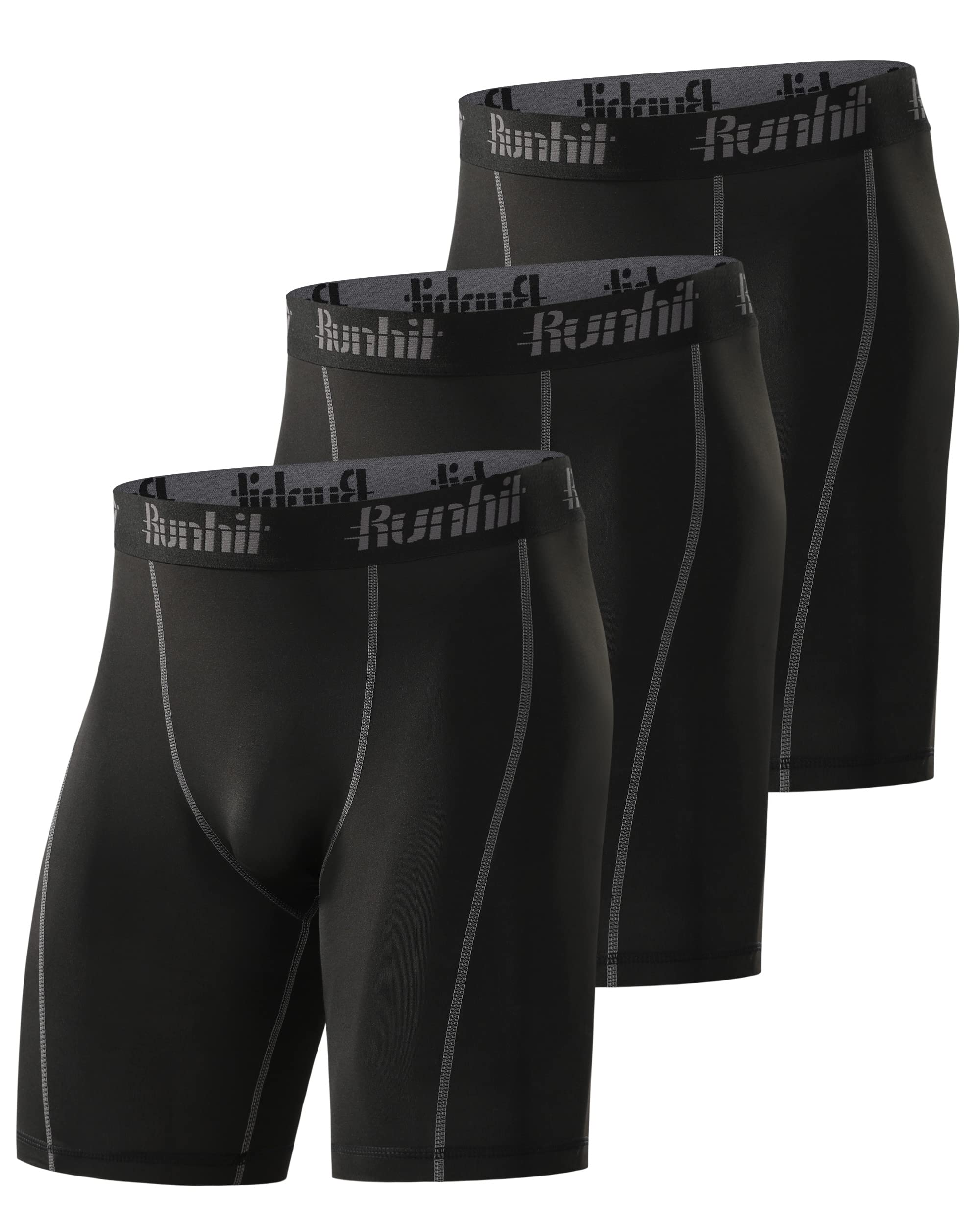 Runhit Men's Compression Shorts(3 Pack),Compression Spandex Yoga Shorts Running Underwear Workout Athletic Sports Shorts