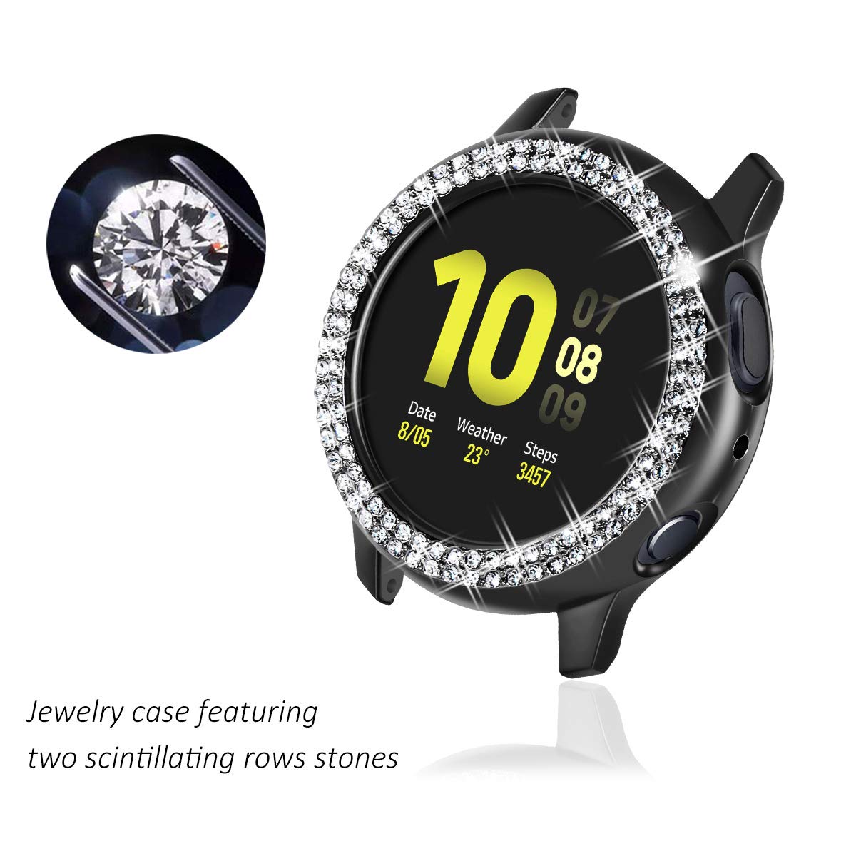 Surace Galaxy Watch Active 2 Case 40mm, Bling Frame Protective Case Compatible for Samsung Galaxy Watch Active 2 (5 Packs, Rose Gold/Pink Gold/Black/Silver/Clear)-40mm