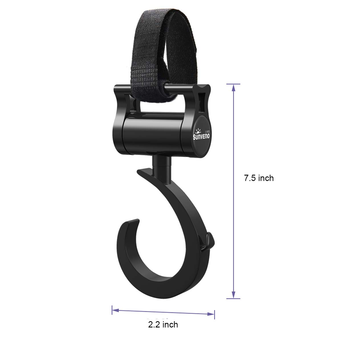 SUNVENO Baby Stroller Hooks for Mom Purse Shopping Grocery Bag and Accessory - (2 Pack)