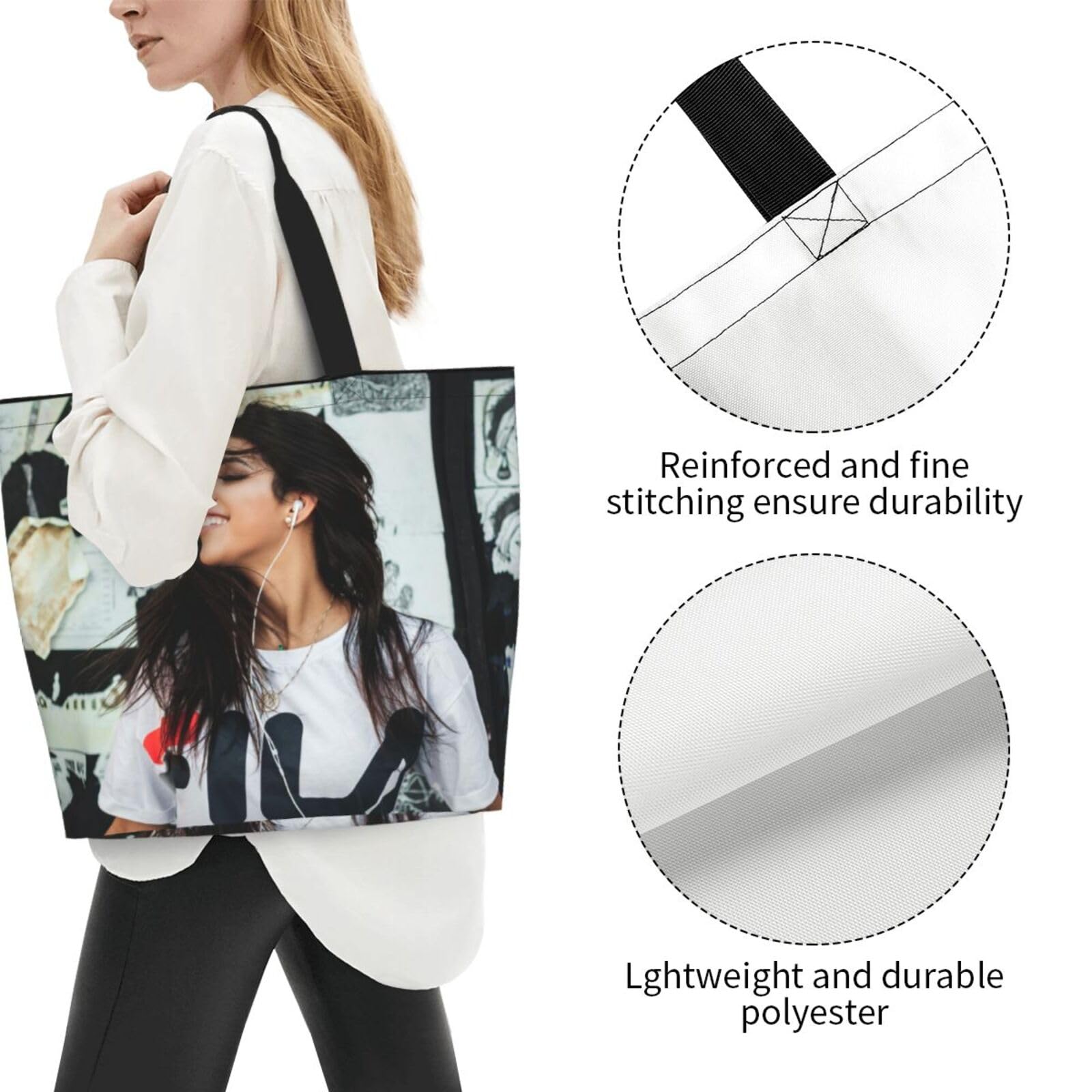 RSGWIY Custom Tote Bags Personalized Shoulder Bag for Women with You Logo Text Photo Customize Reusable Shopping Handbag