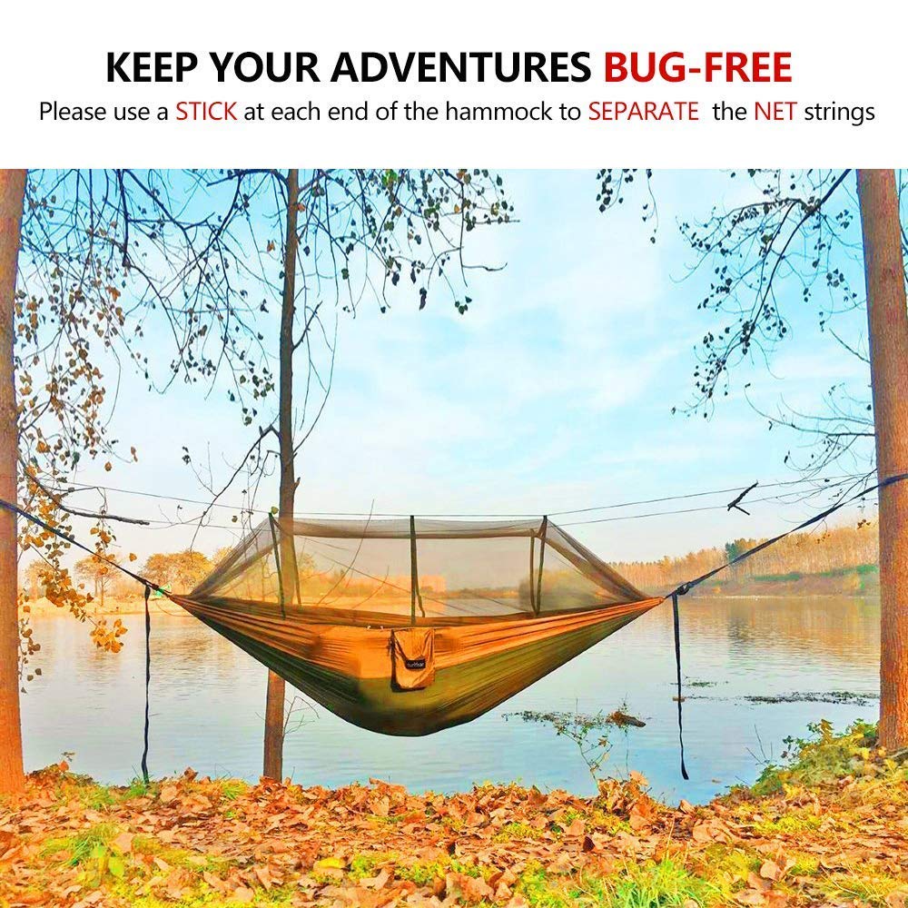 Sunyear Camping Hammock with Net & Sunyear Hammock Rain Fly Tent Tarp Provides Effective Protection Against Rain