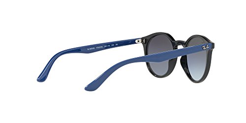 Ray-Ban Junior Kids' RJ9064S Round Sunglasses, Black Blue/Light Grey Gradient Dark Grey, 44 mm
