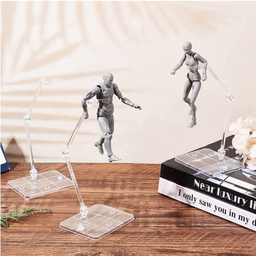 TSY TOOL 6 Pcs of HG144 Action Figure Stand, Display Holder Base, Doll Model Support Stand Compatible with 6" HG RG SD SHF Gundam 1/44 Toy Clear
