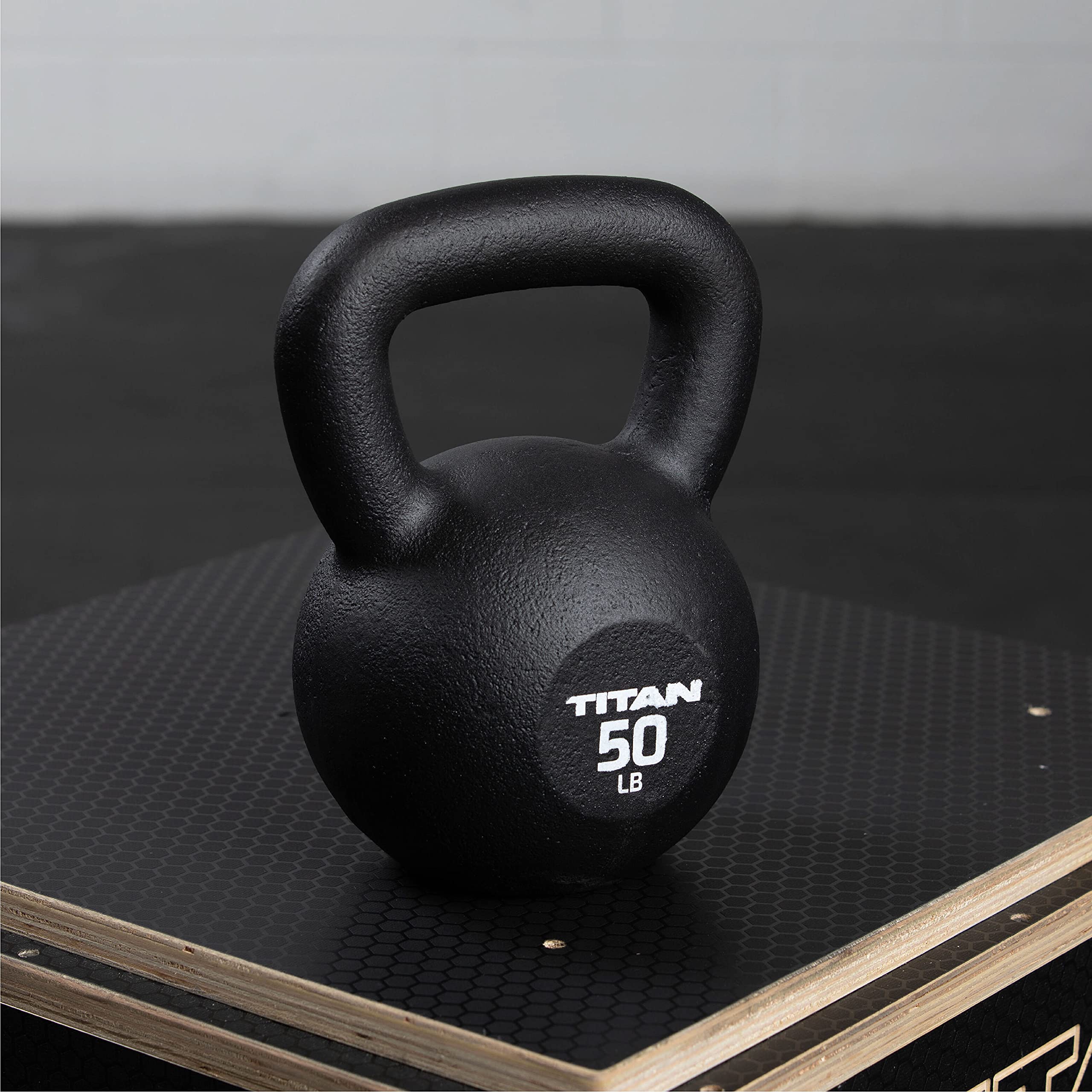 Titan Fitness 50 LB Cast Iron Kettlebell, Single Piece Casting, LB Markings, Full Body Workout