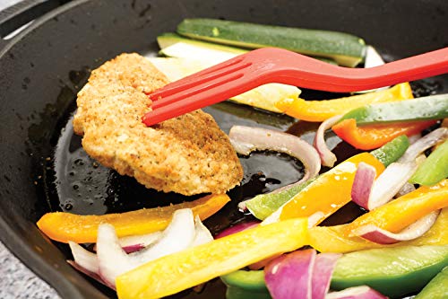RSVP Ela Silicone Utensils, Spoon, Spatula, and Fork Set, Red