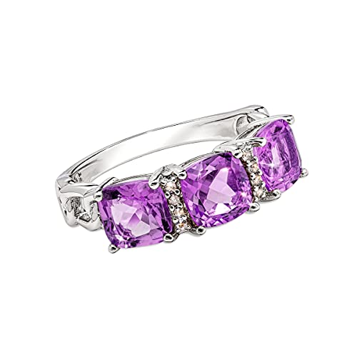 Stauer Women's Royal Amethyst Three Stone Ring 2.5 Carats Size 6
