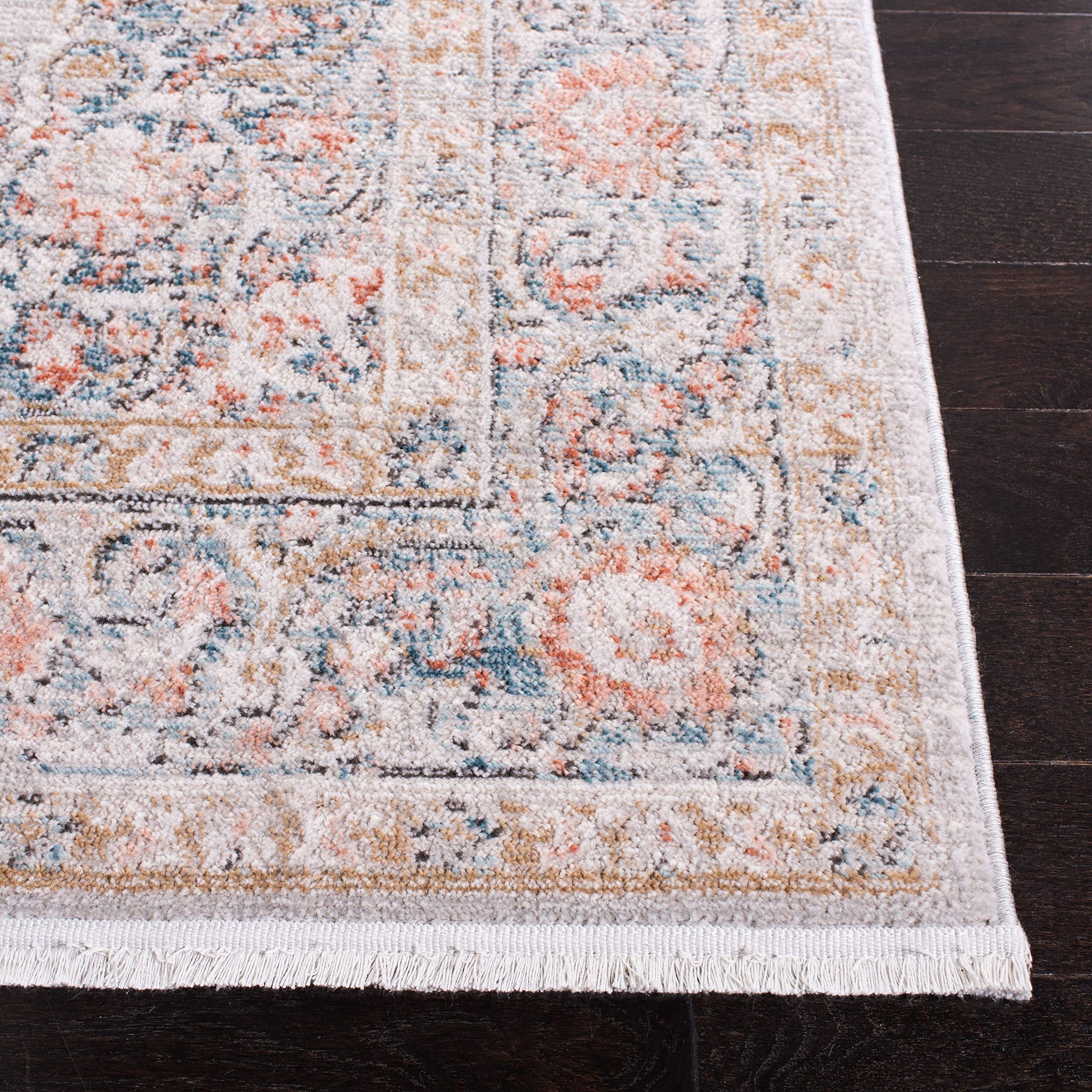 SAFAVIEH Shivan Collection 5'3" x 7'6" Grey / Rose SHV726F Shabby Chic Medallion Distressed Non-Shedding Living Room Bedroom Dining Home Office Area Rug