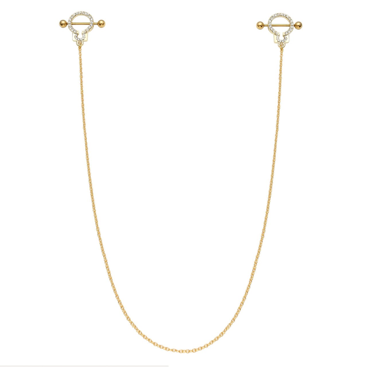 PiercingJ 2-10pcs 14G Stainless Steel Nipple Rings Nipple Shield Ring Chain Nipplerigns Ball Piercing Barbells Slivery Golden Tone