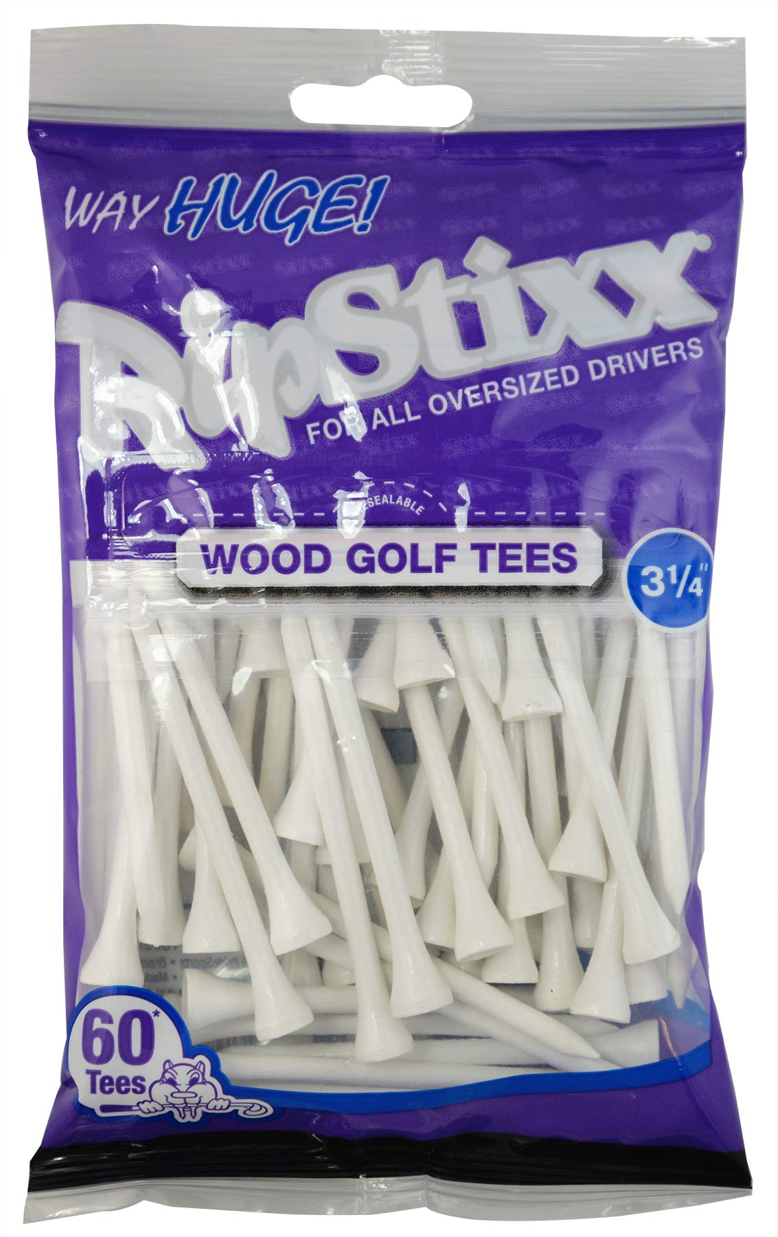 Pride Golf Tee 3-1/4" Way Huge RIPSTIXX Golf Tee (60 Count), Natural