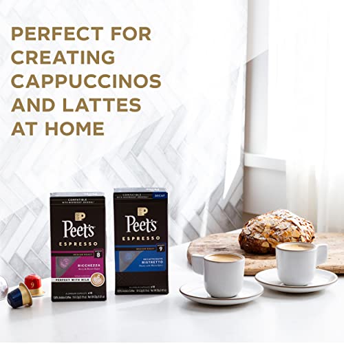 Peet's Coffee, Dark Roast Espresso Pods, Nerissimo, French Roast Style Intensity 11, 10 Count (1 Box of 10 Espresso Capsules)