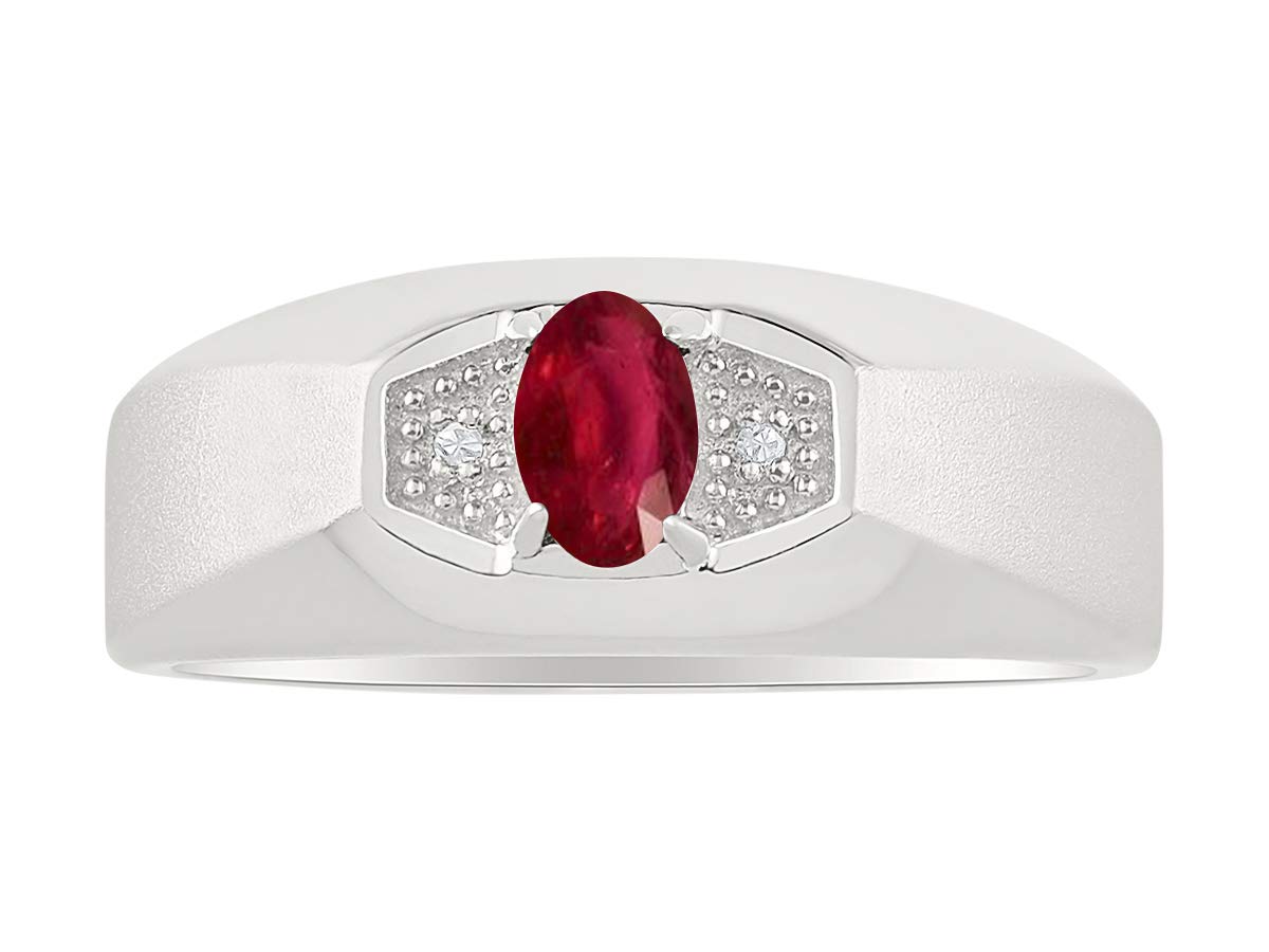 Rylos Classic Oval Red Ruby & Diamond Ring - July Birthstone*