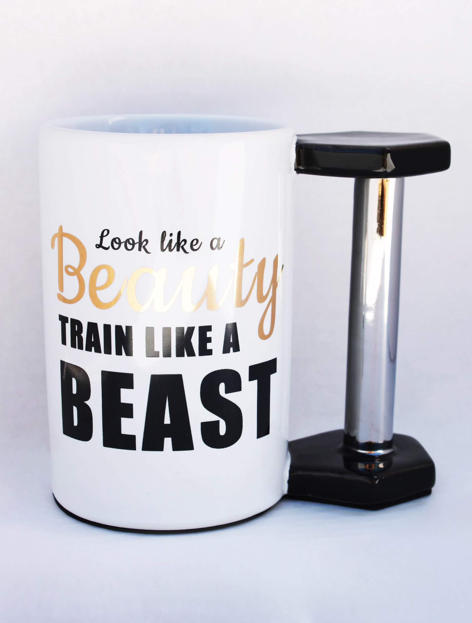 THE DUMBBELL MUG,Ceramic, Look Like a Beauty Train Like a Beast