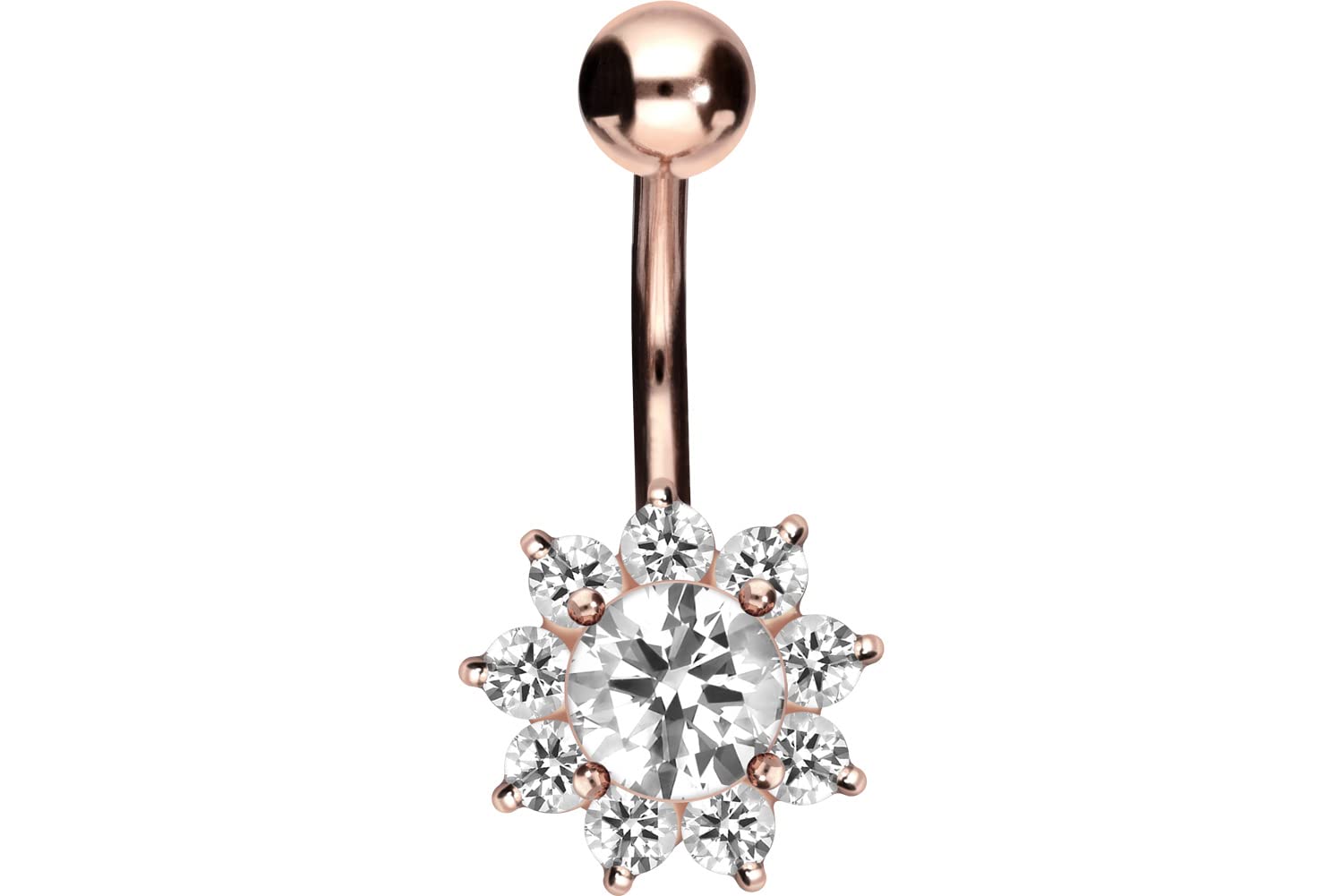 PIERCINGLINE 316L Surgical steel belly button ring with brass design FLOWER 14G Navel Ring Belly Piercing