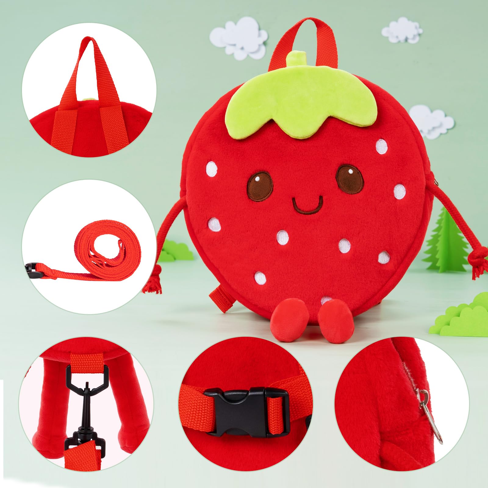 OUOZZZ 11" Cute Toddler Backpack for Boys Girls, Soft Plush Cookies Bag Mini Travel Backpacks with Strap