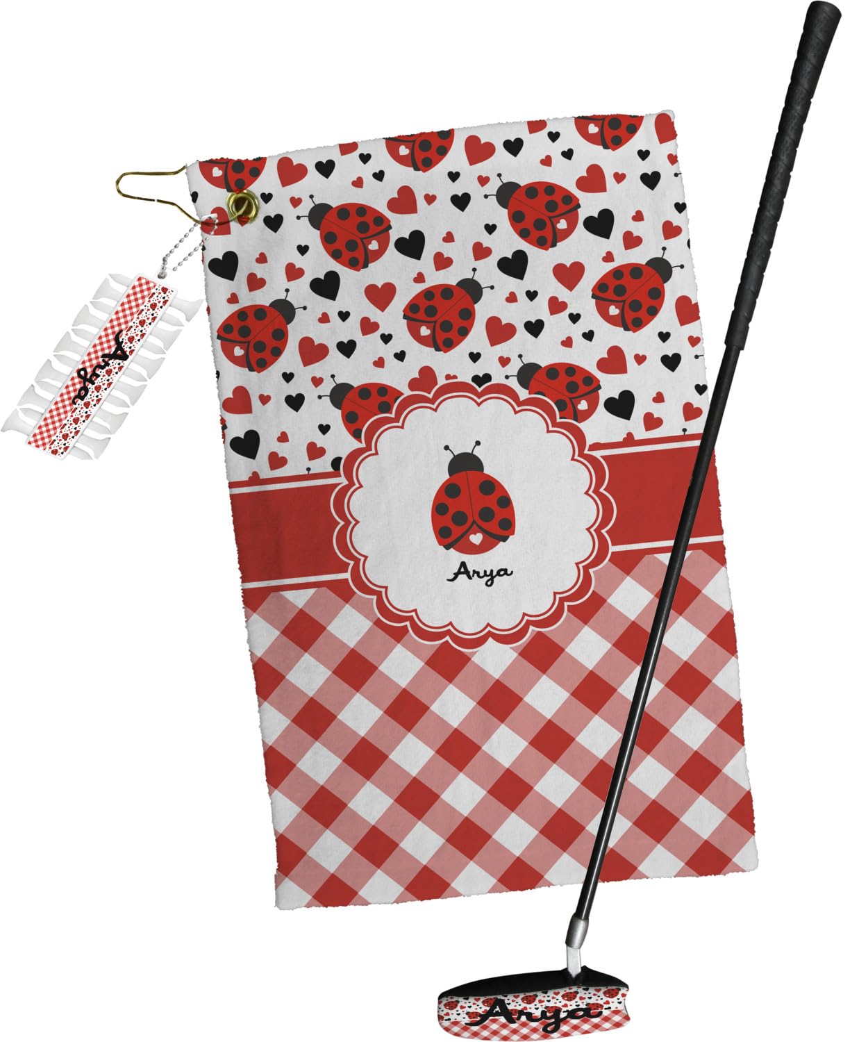 Personalized Ladybugs & Gingham Blade Putter Cover