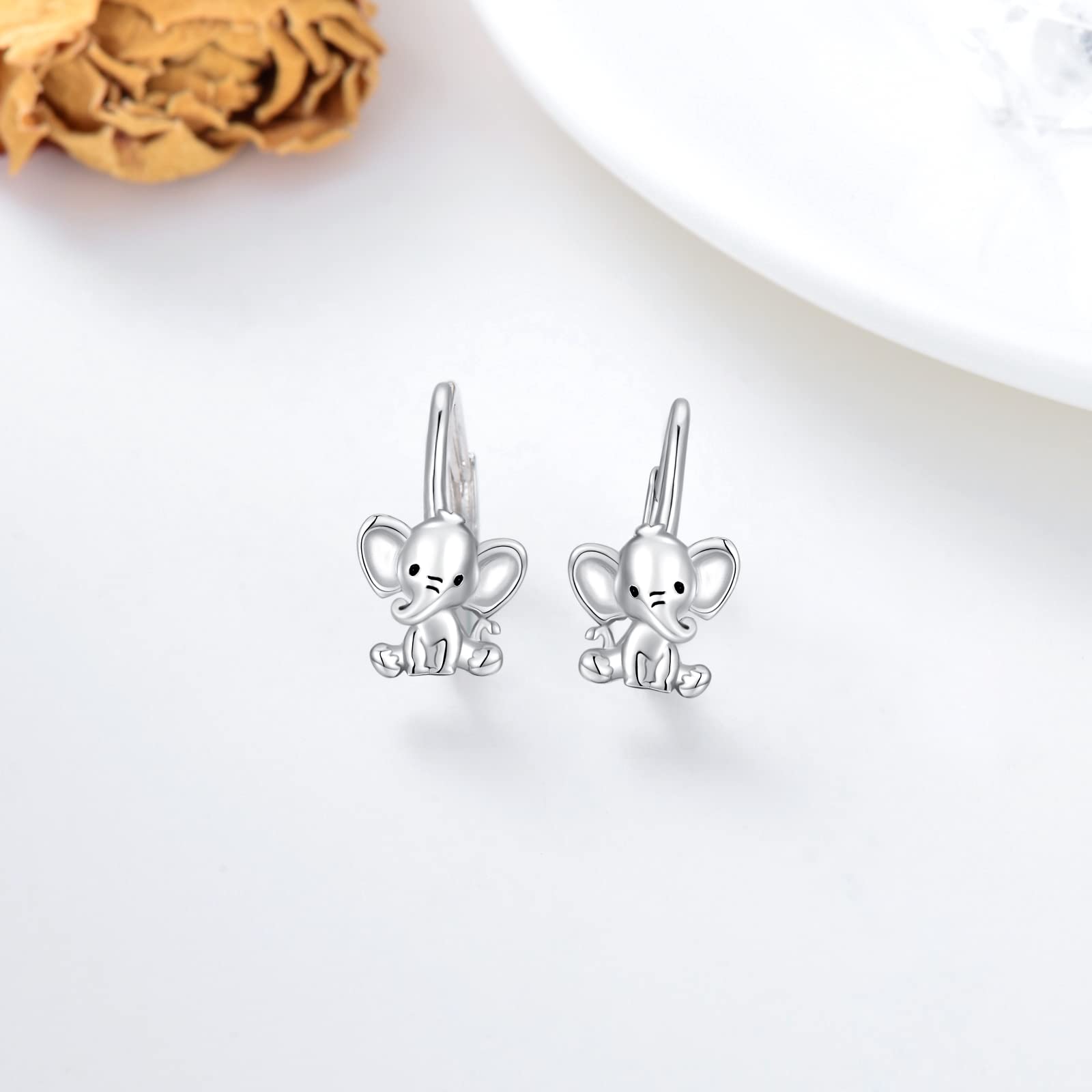 Sterling Silver Elephant Hoop Earrings Elephant Gifts Elephant Jewelry for Women Hypoallergenic Earrings