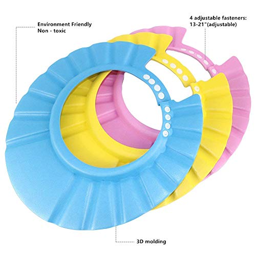 Safe Shampoo Shower Bathing Protection Bath Cap Soft Adjustable Visor Hat for Toddler, Baby, Kids, Children Boys Girls Pink