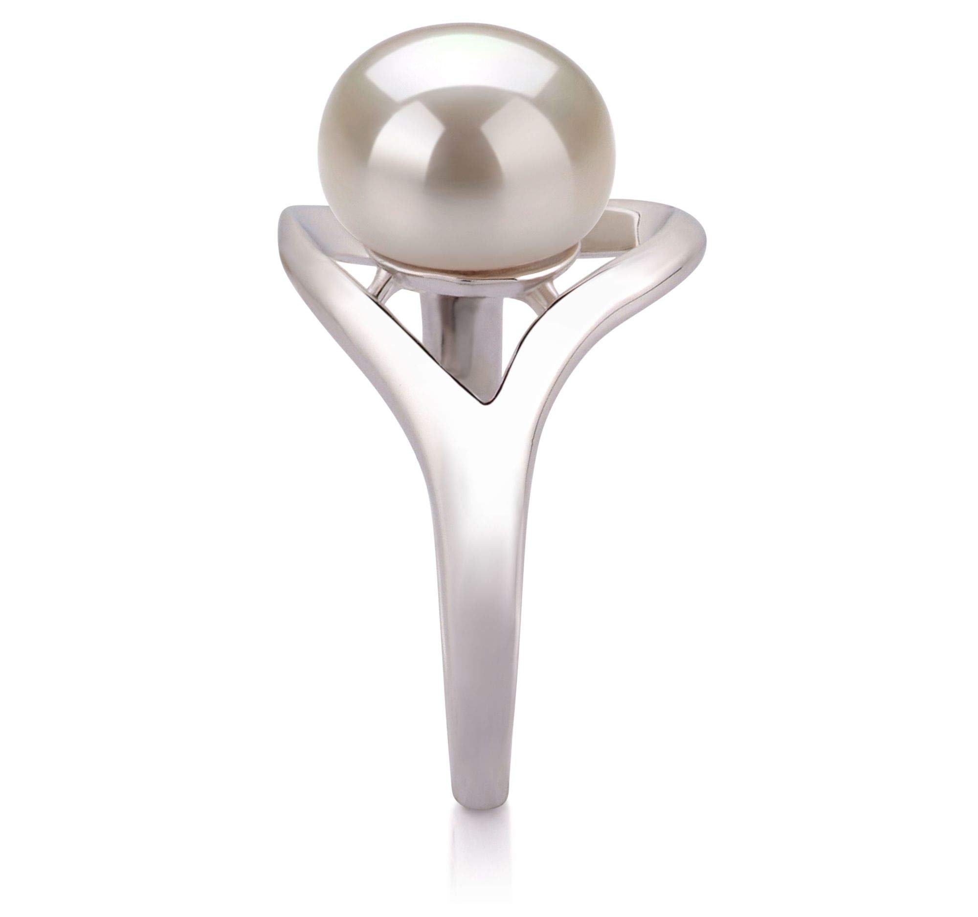 Sadie White 9-10mm AA Quality Freshwater 925 Sterling Silver Cultured Pearl Ring For Women - Size-7
