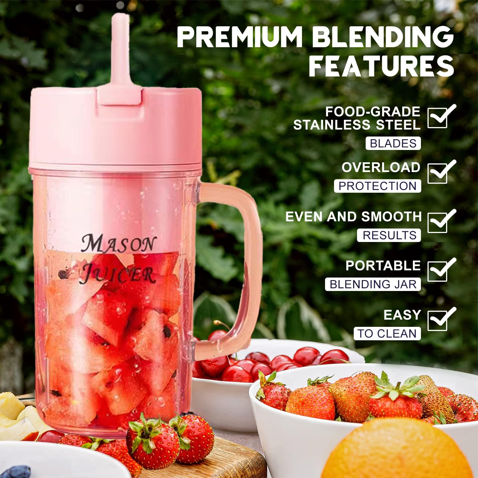 Portable Blender, sotfkd Personal Size Blender for Shakes and Smoothies with 10 Blades, 16 Oz Mini Blender Cup with USB Rechargeable & Handle & Free Straw for, Home, Kitchen, Office, Travel(green)