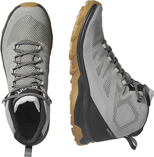Salomon Outline Mid Gore-TEX Hiking Boots for Men, Frost Gray/Black/Alloy, 7