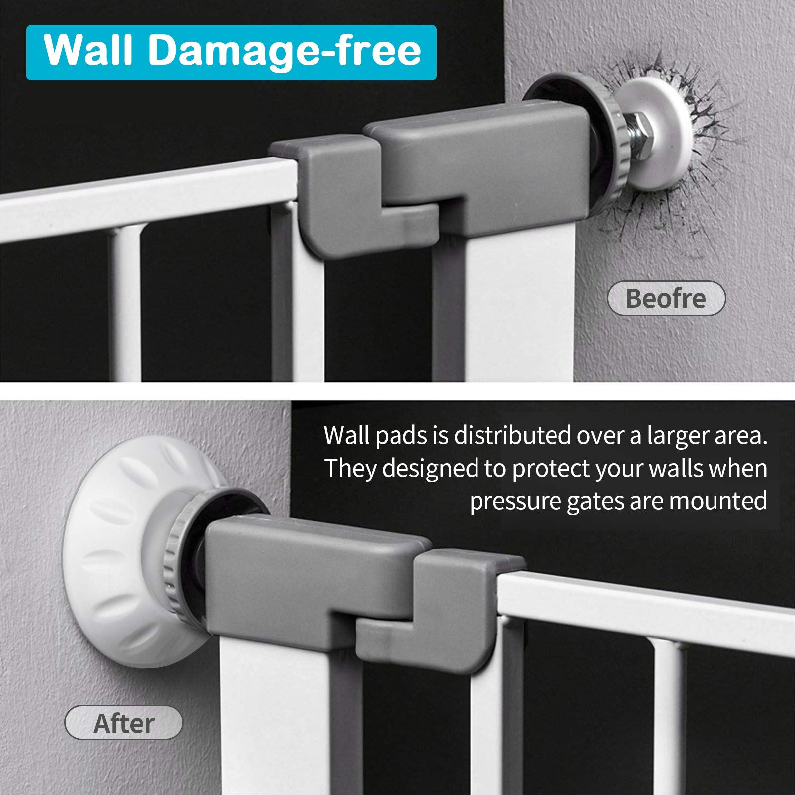 Safety Gate Wall Protector, 4 Pack Wall Bumpers Guard for Protect Stair, Door, Wall Surface, Pressure Gates (White)