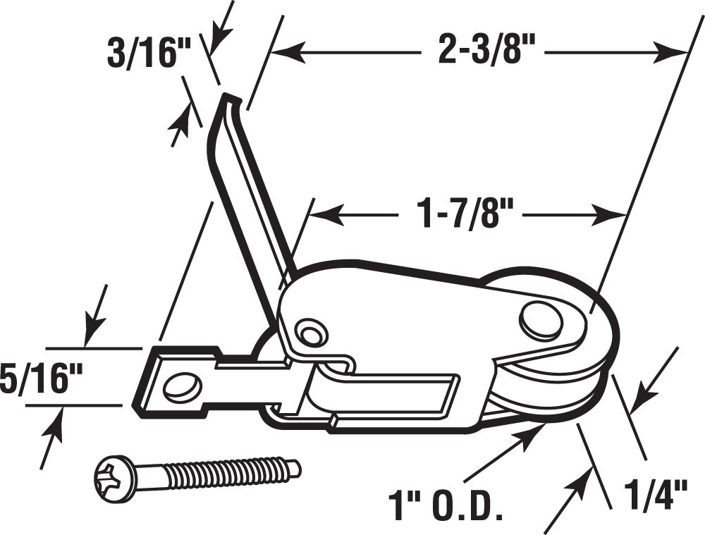 Prime-Line B 518 1 In. Nylon, Sliding Screen Door, Spring Tension Roller (2 Pack)