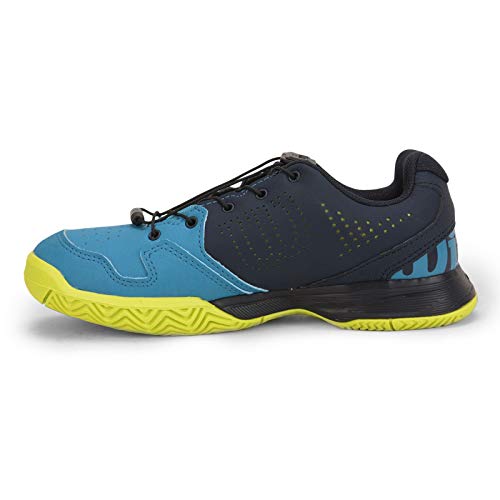 Wilson KAOS Junior QL Tennis Shoe, Barrier Reef/Navy Blazer/Lime Popsicle, 4.5 US Unisex Big Kid