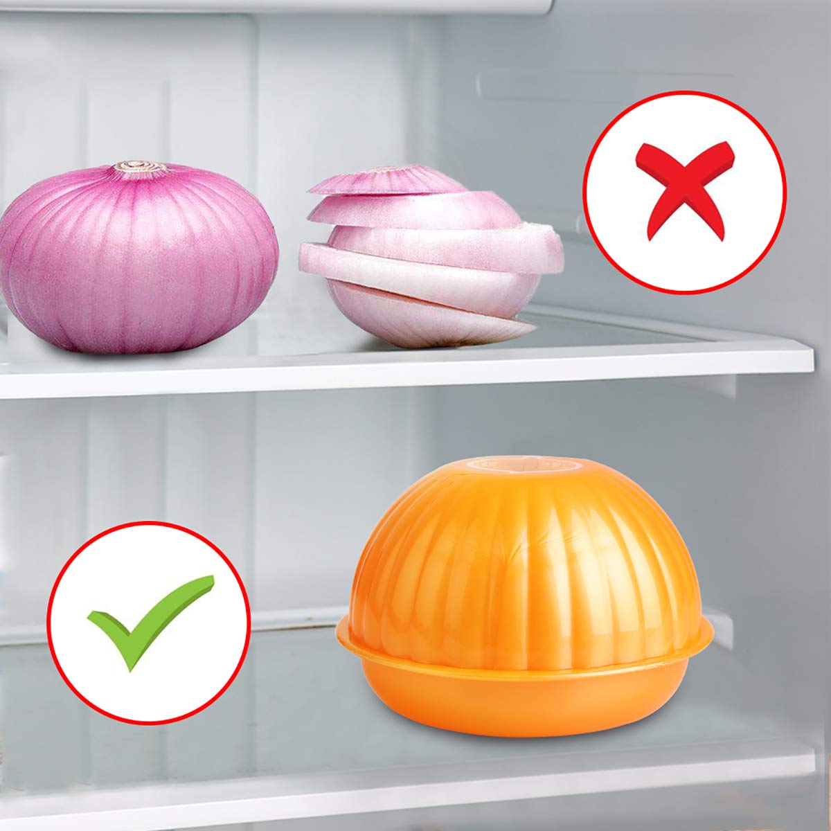 ZTFORUS Onion Tomato Keeper Set, Reusable Refrigerator Food Saver Container with Lid Onion Organizer Holder for Leftover Tomato Onion