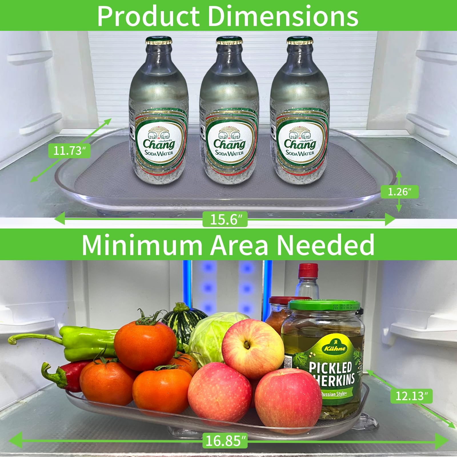 Square Lazy Susan for Refrigerator, Lazy Susan Turntable Organizer for Refrigerator, Countertop Condiment Storage Rack, for Kitchen, Pantry, Cabinet, Dining Table, Refrigerator (1Pcs)
