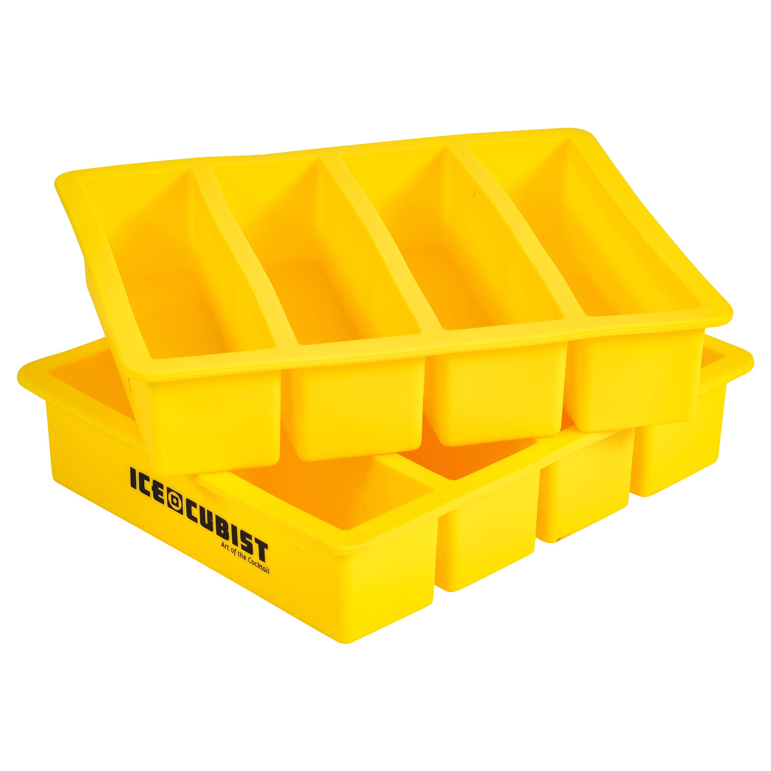 Rectangular Collins Ice Cube Mold - For Cocktail, Whiskey, Butter and More - BPA Free Silicone - 2 Trays - 4 Large Ice Cubes Per Tray