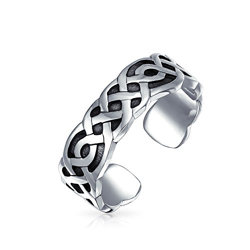 Personalized Celtic Trinity Knot Work Circle Triquetra Pinky Midi Toe Ring For Women Teens Oxidized .925 Silver Sterling Adjustable Customizable