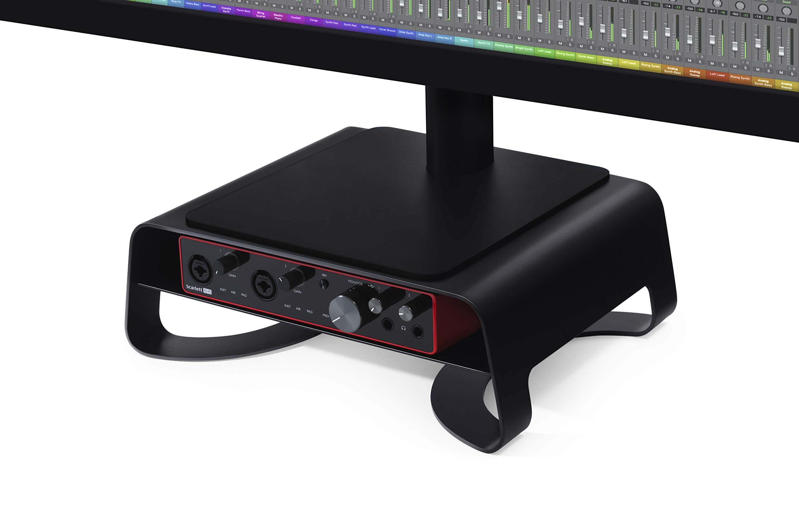 Twelve South Curve Riser Monitor Stand | Ergonomic Desktop Stand with Storage Shelf for iMac and Displays, Matte Black