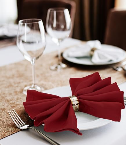 Utopia Home [24 Pack, Red] Cloth Napkins 17x17 Inches, 100% Polyester Dinner Napkins with Hemmed Edges, Washable Napkins Ideal for Parties, Weddings and Dinners