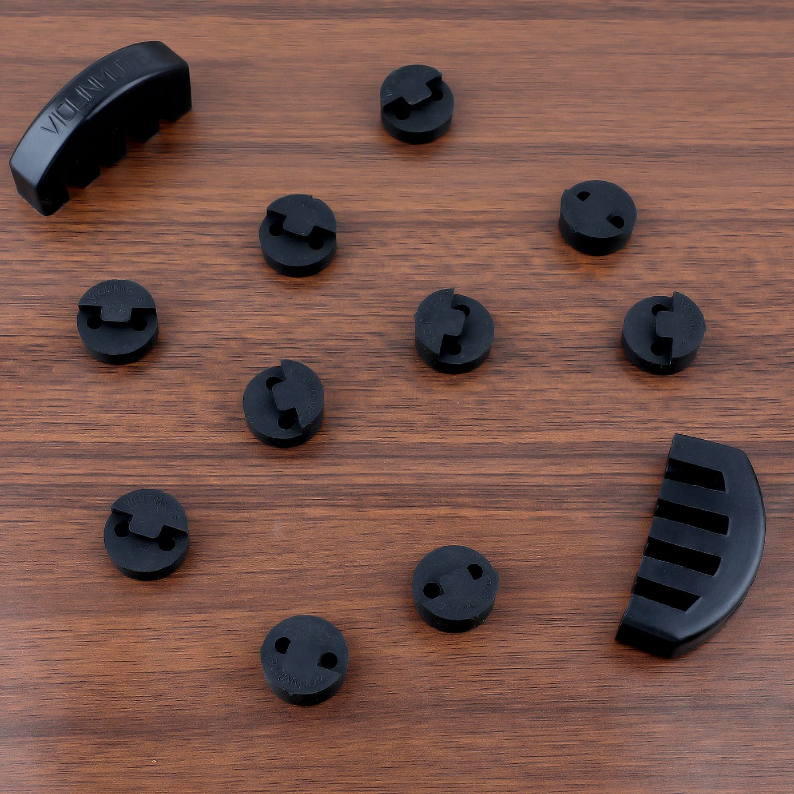 Rubber Violin Practice Mute Set, 10 Pack Round Tourte Style Mute for Violin and Small Viola & 2 Pack Claw Style 4/4 Violin Practice Mute,Ultra Practice Silencer(Black)