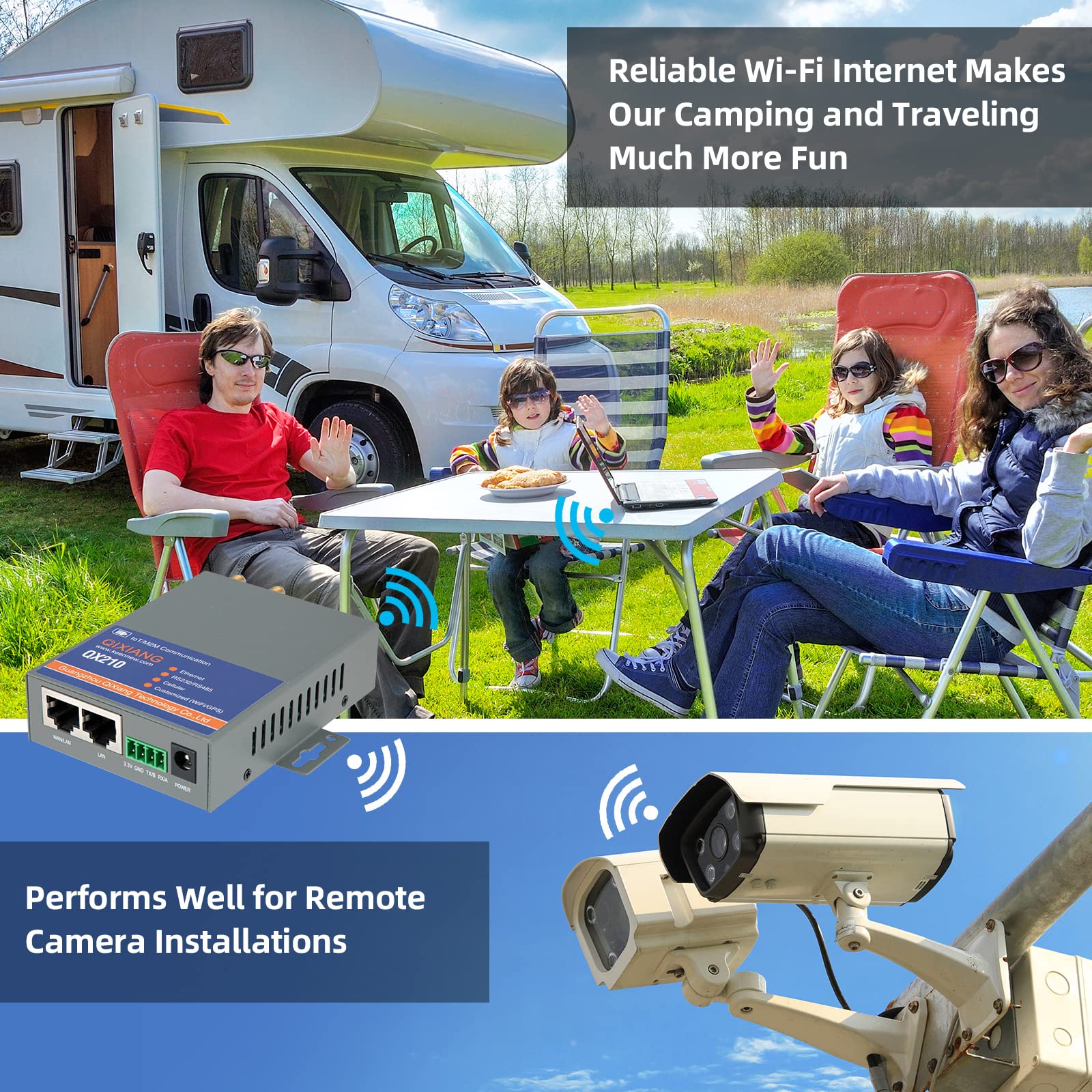 QX210-NW2 Industrial 4G LTE WiFi Router For T-Mobile EIOTCLUB SIM Card, Not For Verizon/ATT, Cellular VPN Routers Internet Backup, M2M Gateway RS232 Modem For RV Security System CCTV Camera Automation
