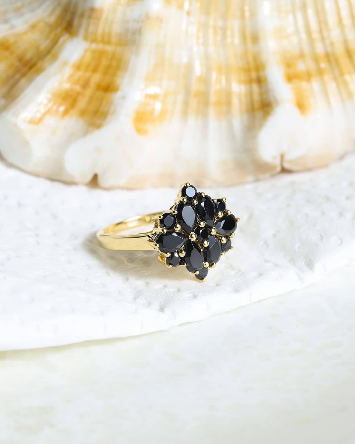 YoTreasure 3x5 MM Labradorite Cluster Ring 14k Gold Over 925 Silver